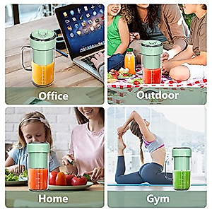 PKBD Portable Blender, Juicer with 15-Second Ice-Crushing Power, 8 Blades, Blender for Shakes and Smoothies,12 oz Easy-to-Clean Personal Blender with Charger, Straw, Cleaning Brush, Green