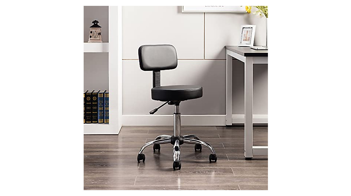 Naomi Home Adjustable Rolling Office Stool w/ Backrest