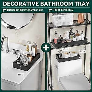 Lixple Bamboo Kitchen Drawer Organizer - Set of 2, Stackable Utensil Organizers, Wooden Storage Box Tray for Cabinet, Pantry, Bathroom Countertop, Multi-use Organization and Storage (Black)