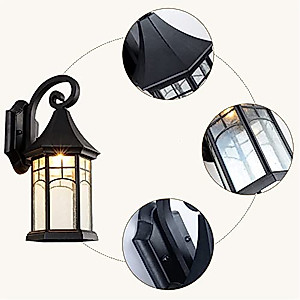 OUUED European Wall Light Outdoor Waterproof Glass Wall Lamps E27 European Vintage Metal Aluminum Retro Industrial Outside Wall Sconce Balcony Door Aisle Garden Home Lighting Wall Lights