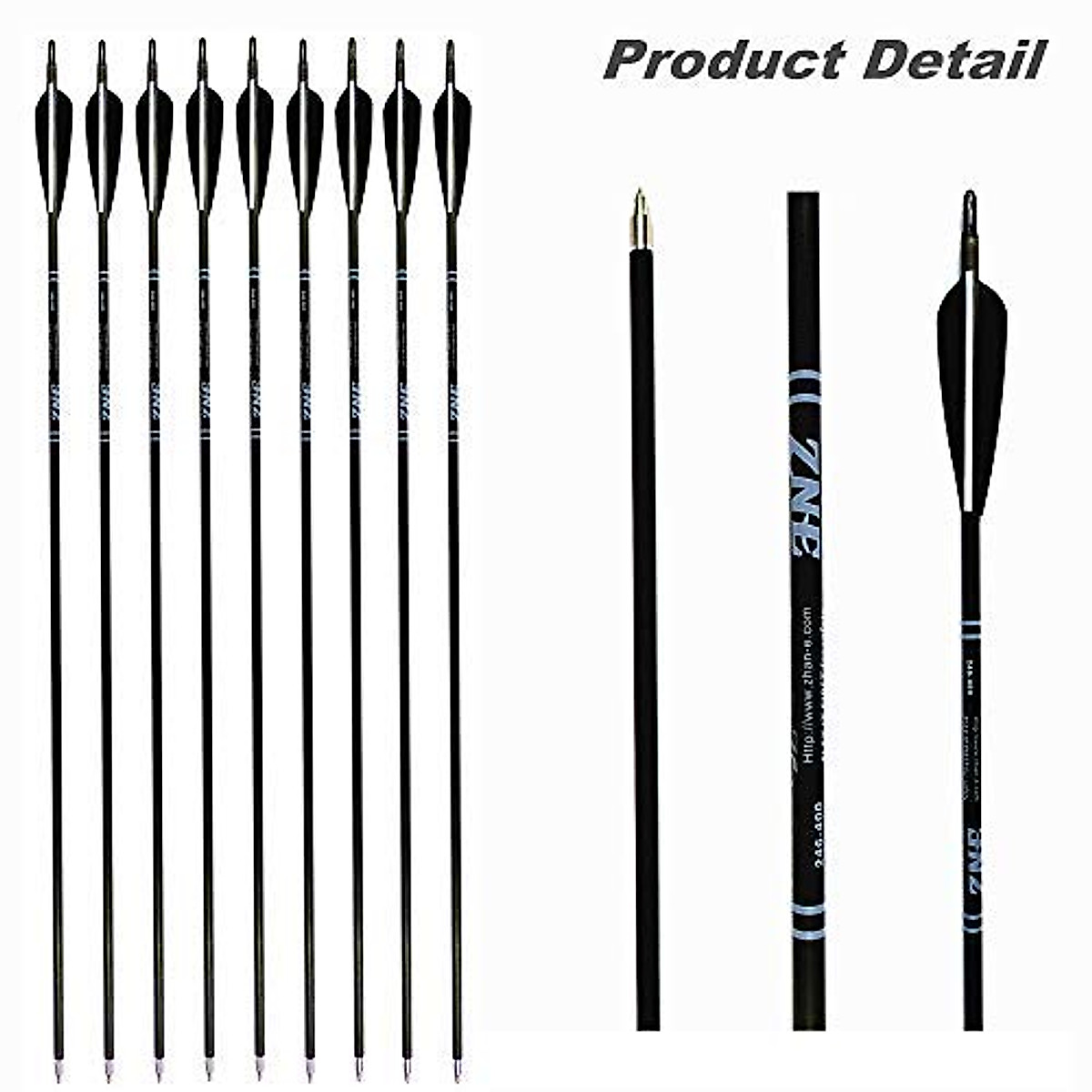 12 Pack Archery Carbon Arrows 350 Spine Shafts with Field Points for Compound and Recurve Bows Target Shooting Hunting(31 Inch)