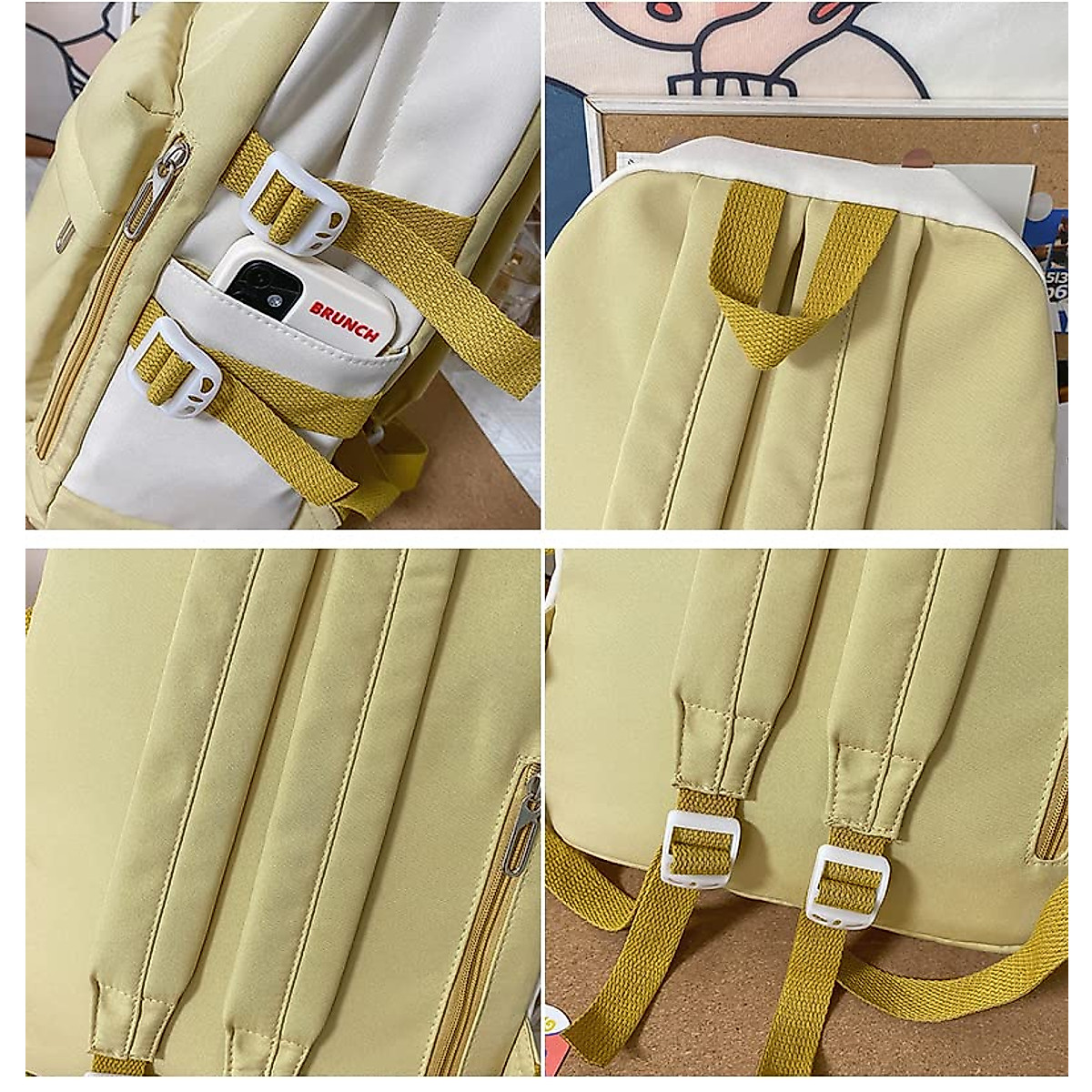 KOWVOWZ Girls Boys Aesthetic Backpack Back to School Student Schoolbag Teenager with Kawaii Pin and Cute Accessories (Blue)