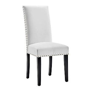 Modway Parcel Performance Velvet Dining Side Chairs - Set of 2, White