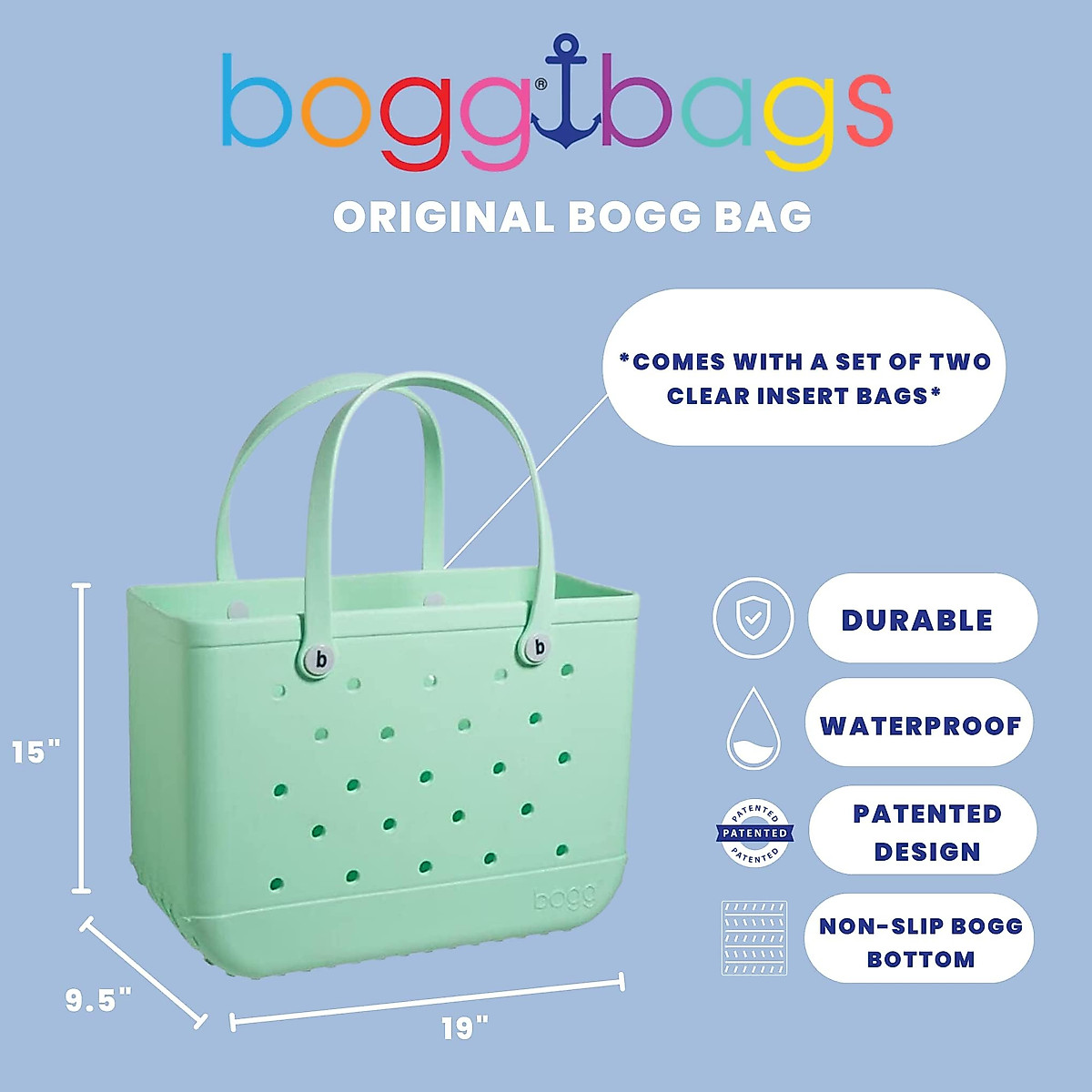BOGG BAG Original Extra Large Tote Bag for Beach, Pool, Boat. Lightweight Waterproof Washable Durable All Purpose Tote Bag