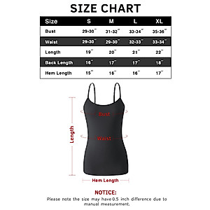 Air Curvey 4 Piece Women's Camisole Tops Basic Undershirts Camisoles Adjustable Spaghetti Strap Tank Top Black Gray White Pink M