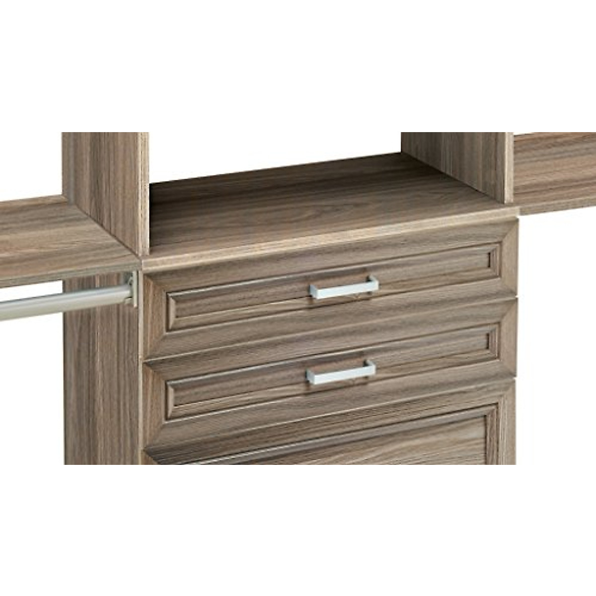 ClosetMaid SuiteSymphony Wood, Add On Accessory Shaker Style, For Storage, Closet, Clothes, x 5” Size for 25 in. Units, Natural Gray/Satin Nickel, 25" X 5" Drawer
