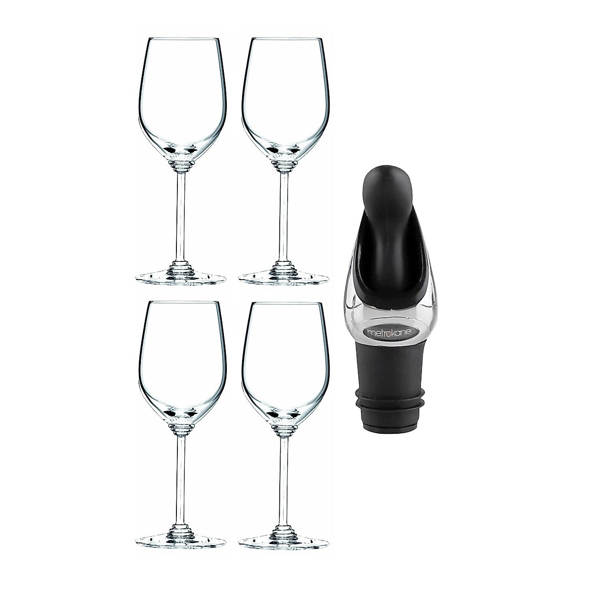 Riedel Wine Series Viognier/Chardonnay Glass, Set of 4 Bundle with Wine Pourer and Stopper (3 Items)