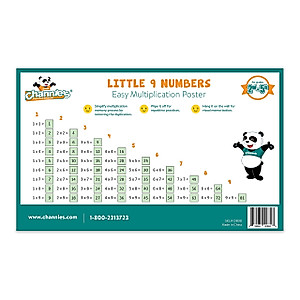 Channie’s Dry Erase My Little 9 Numbers Multiplication Chart to Help Children Ages 6+ Learn, Write & Practice All in One Poster, 8.5" x 14"