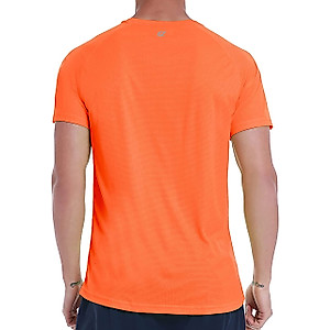 Men's Dry Fit Moisture Wicking Athletic T-Shirt Short Sleeve Workout Running Shirts for Men(Orange,XL)