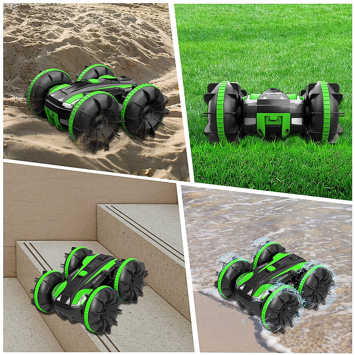 ShuQiaoSi Amphibious RC Car Remote Control Boat for Kids,Water Land Beach Car 2.4 GHz 4WD RC Stunt Truck Toys for 6-12 Year Boys Girls Christmas Birthday Gifts