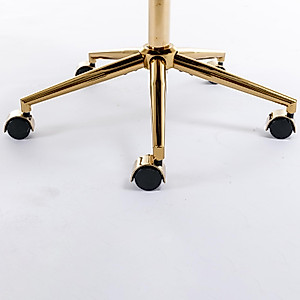 Modern Swivel Home Office Chair,Artificial Rabbit Hair Computer Chair Desk Chair Ergonomic Office Chair Adjustable Office Desk Chair with Golden Base & Wheels Vanity Chair for Home Office (Beige)