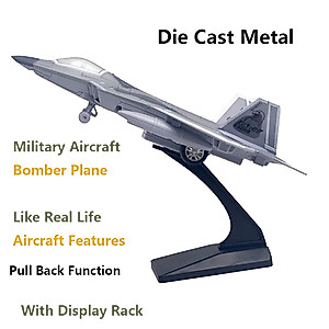 Ailejia Diecast F 22 Fighting Falcon Airplane Model Military Plane Pull Back with Lights and Sounds Fighter Jet Toys for Boys