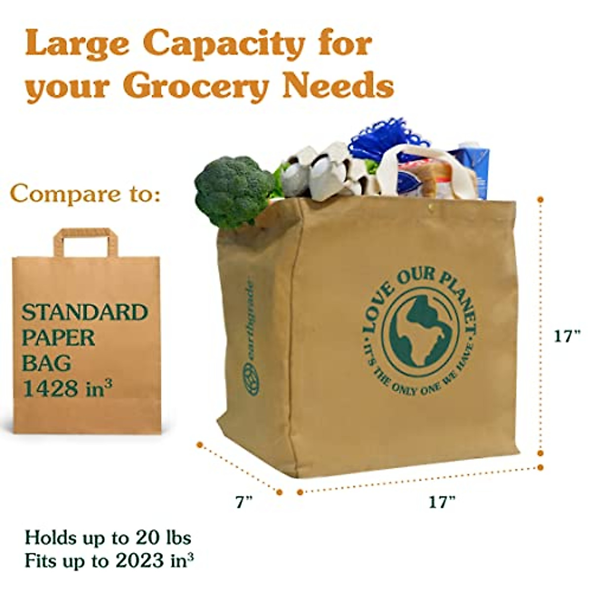 EARTHGRADE Reusable Grocery Shopping Bag – Sustainable & Eco Friendly ...