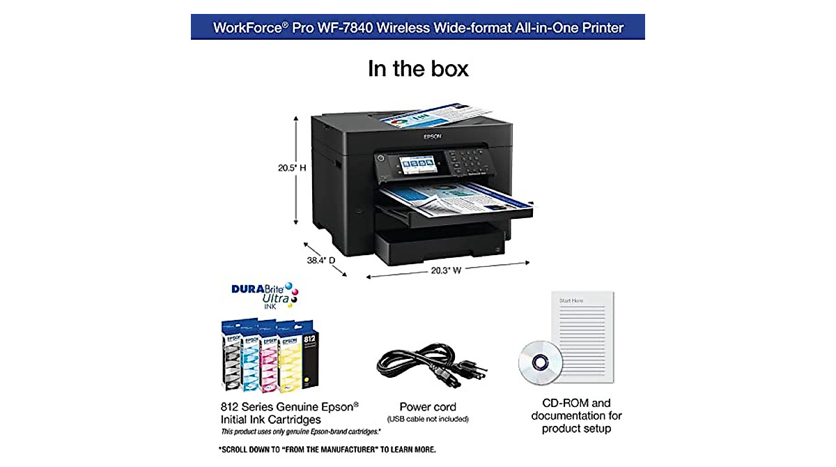 Epson WorkForce Pro WF-7840 Wireless Wide-Format Printer | Fast & Reliable