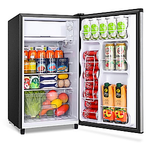 WANAI Mini Fridge with Freezer 3.2 Cu.Ft, Single Door Small Refrigerator, Energy-efficient Low Noise, Compact Fridge for Bedroom Dorm and Office, Silver