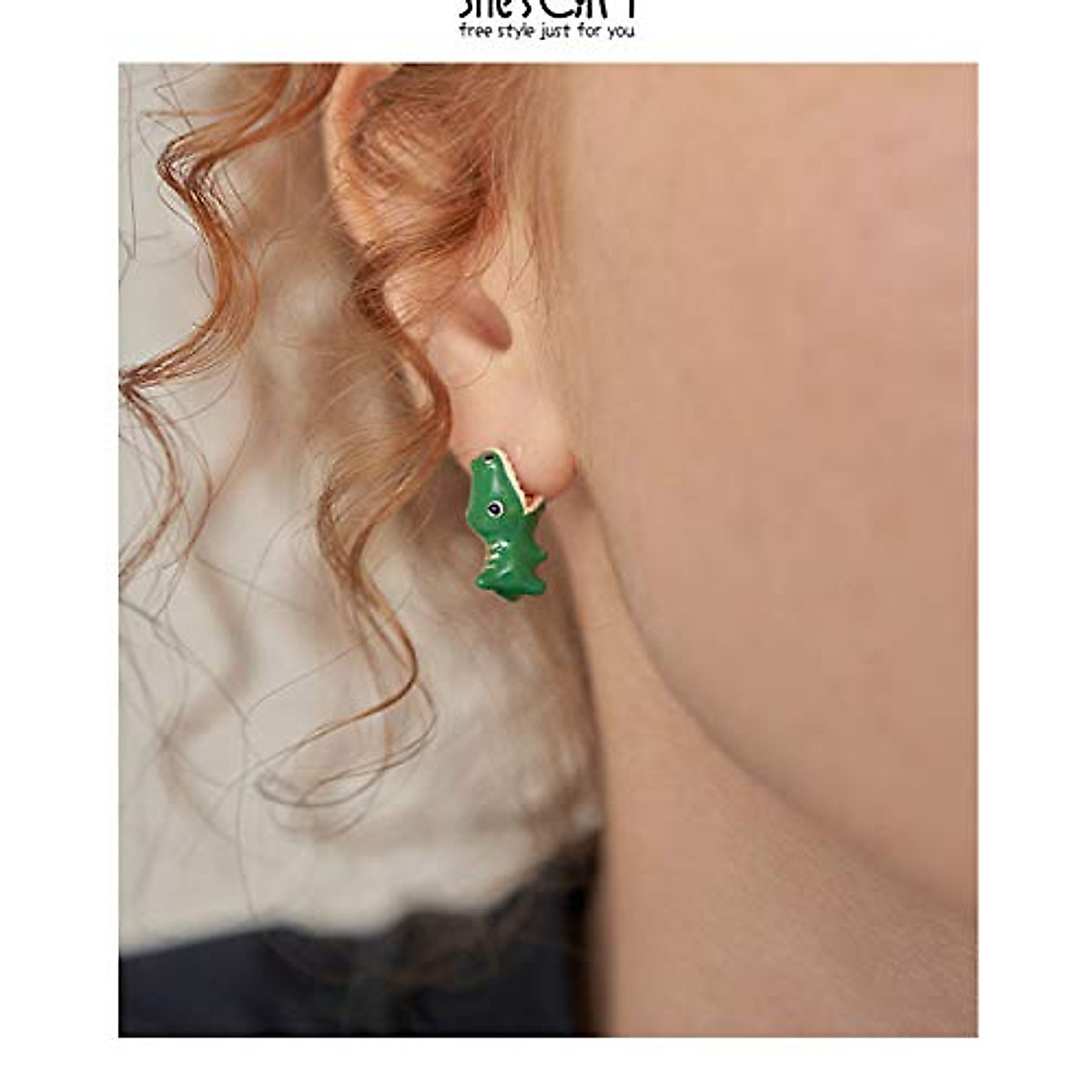 Funny Little Dinosaur Stud Earrings Dripping Oil Cartoon Green Dinosaur Animal Fun Earrings for Women (dinosaur)