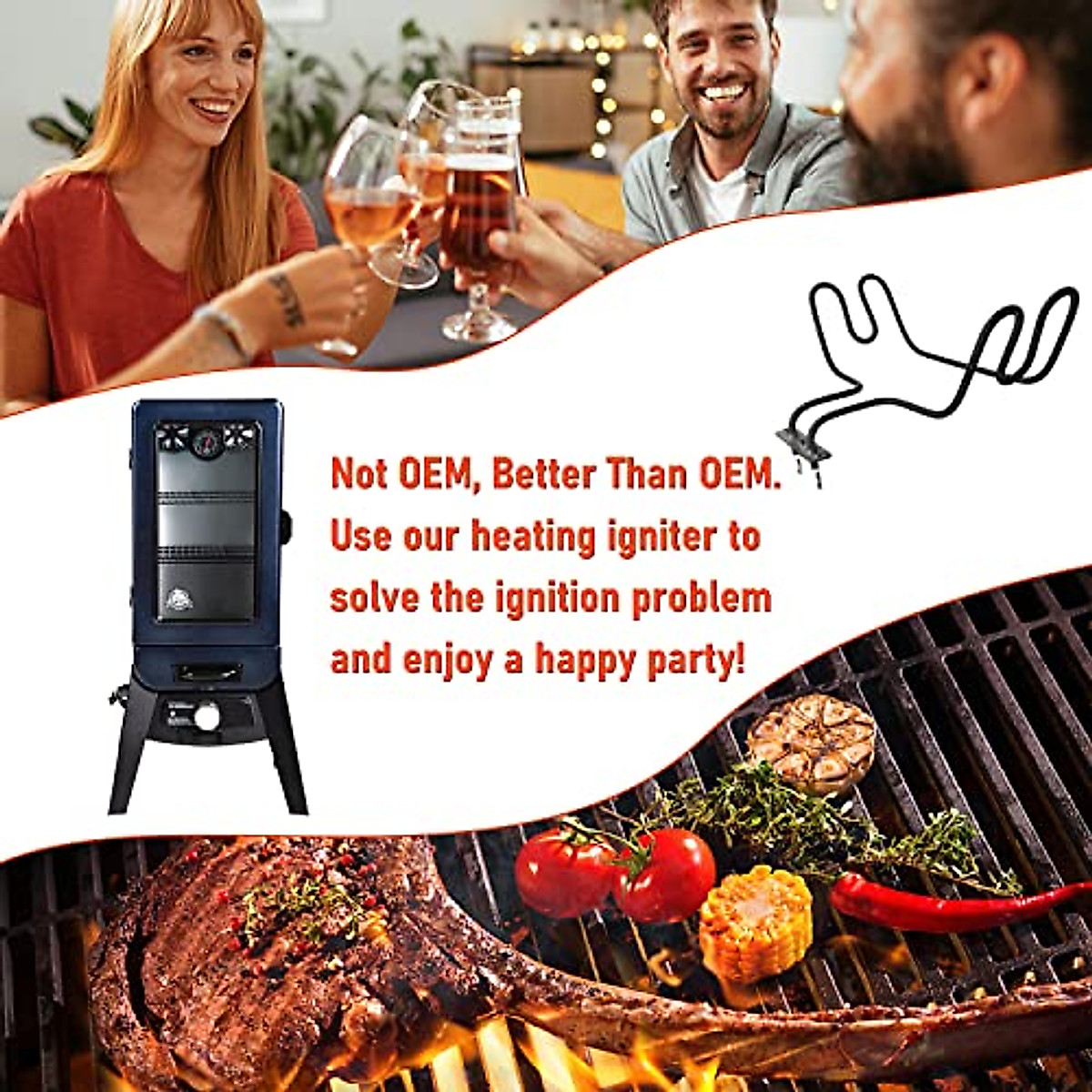 Grill Heating Element Replacement Part for Pit Boss Electric Smoker 2 Series Analog & 3 series Digital Electric Vertical Smoker , 120V, 1650W