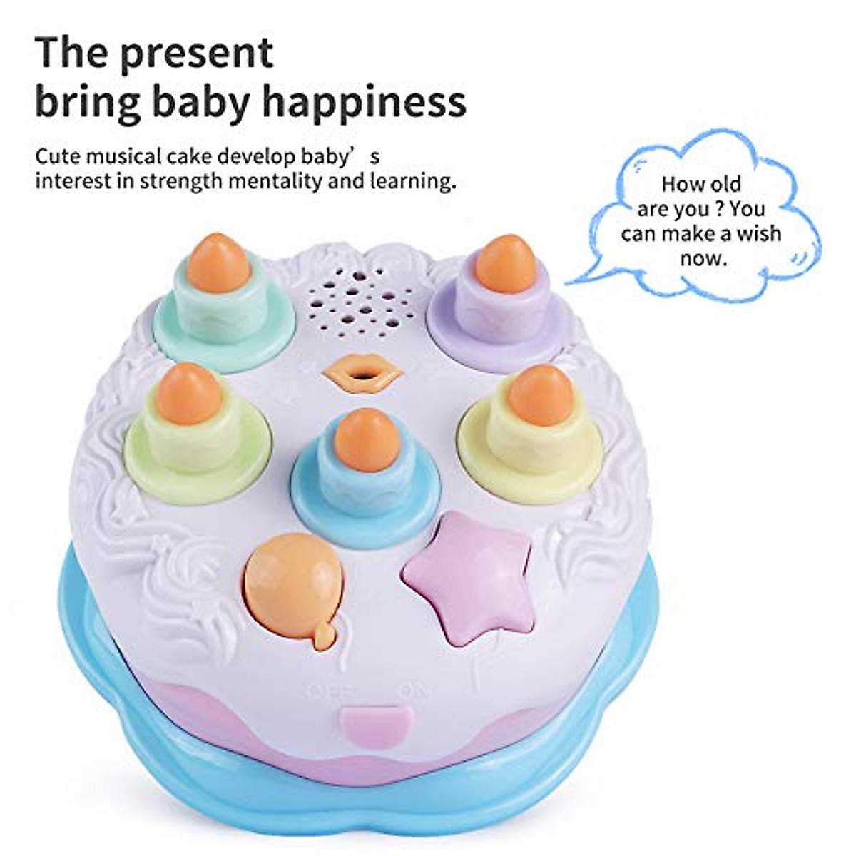 OKREVIEW First Birthday Cake Toy - Singing Music Cake Toys with Counting and Blow Candles Toys for 18 Months+ Old Boys Girls Birthday and Xmas Gift