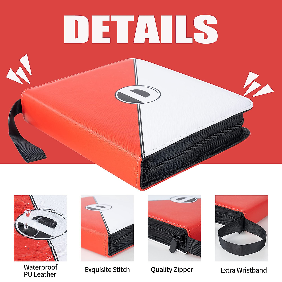 D DACCKIT Binder Compatible with Jumbo Cards, Holds 80 Jumbo Cards, Card Book with Jumbo Card Sleeves Compatible with OverSize Cards - XL Red