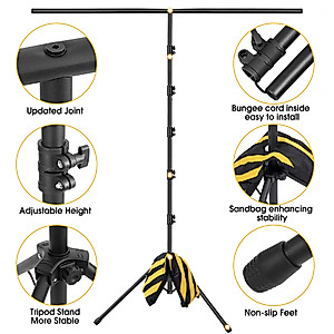 Green Screen Backdrop with Stand, 8x7.2ft Portable Greenscreen Background with Stand, T-Shape Green Screen Stand kit with 6 Spring Clamps, Sandbag, Carry Bag for Zoom, Video, Streaming and Photoshoot