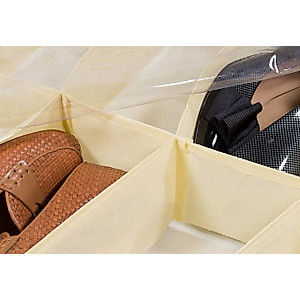Under The Bed Shoe Organizer - Keep Your Shoes Organized with Storage for Up to Twelve Pairs of Shoes. Decorative Bamboo Siding, Easily Visible with Clear Cover and Protected from Moisture and Dust.