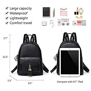 OUKUPA Small Fashion Backpack Purse for Women Girls,Leather Mini Backpack Designer Ladies Travel Shoulder Bag Teenage Girls Purses Daily Bookbag with Cute Tassel Lightweight