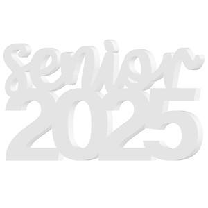 Senior 2025 Sign Graduation Decorations Class of 2025 Photo Booth Props for Photoshoot, Graduation Table Centerpieces Senior 2025 Letter Sign for Senior Night Decor Grad Party Supplies - White