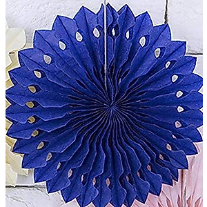 16PCS Yellow Royal Blue Birthday Graduation Party Congrats Grad Decoration Supplies Hanging Paper Fan Rosettes Honeycomb Ball Lanterns Royal Prince Boy Baby Shower Wedding Bridal Shower Photo Backdrop