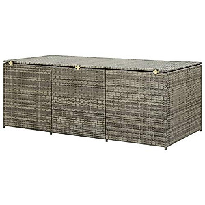 YEZIYIYFOB 320 gal Outdoor Storage Box Large Deck Box Taupe Grey Rattan Patio Storage Box Garden Storage Suncast Chest Container Poly Cabinet for Lawn Backyard 70.8"x35.4"x29.5" Grey NOT WATERPROOF