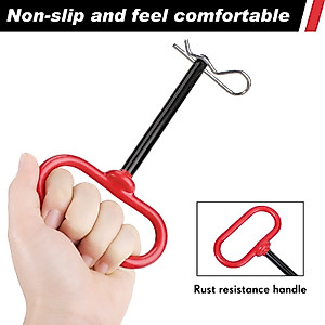 Riakrum 4 Pcs 3/8 x 4 Inch Handle Hitch Pin for Tractor Trailer Hitch Pin and Clip Tow Pin Accessories for Farm,Tractor,Turn Mower, Towing Cargo, Boat, RV, Car, Truck, Bike, ATV(Red)