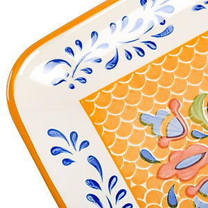 Laurie Gates by Gibson Hand Painted Tierra Mix and Match Dinnerware Set, Rectangular Platter (14.8" X 8.5"), Assorted