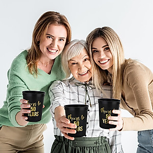 Cheers to 50 Years Old Birthday Decoration Cups, 12-Pack, 16 oz Each - 50th Birthday Cups, Party Favors For Women and Men, Perfect Party Supplies and Decorations
