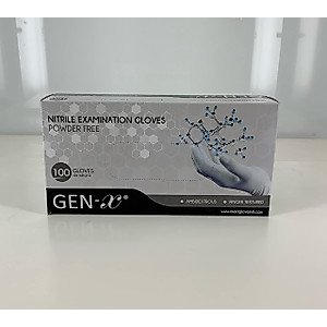 Gen-X Nitrile Examination Glove powder free, finger textured, Medium, 100 gloves per box