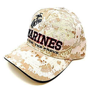 Text USMC United States Marine Corps Digital Camo Camouflage Hat Cap