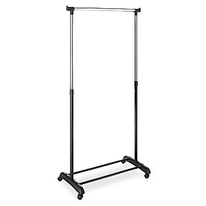 Whitmor Black and Chrome Adjustable Garment Rack-Rolling Clothes Organizer