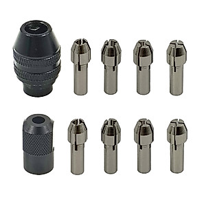 10 Pcs Rotary Collet Nuts Set, 3-Jaw Multi Quick Change Keyless Clamping Chuck for Rotary Tools (Collet Size: 1mm/1.6mm/2.3mm/3.2mm)