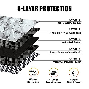 FIREDOG Smell Proof Bag with Combination Lock,6"x9" Odor Proof Pouch Case Container for Travel Storage (Marble Black)