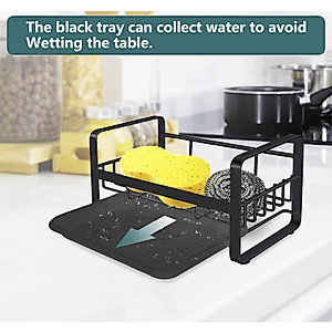 TWORIDER Kitchen Sink Caddy Sponge Holder,304 Stainless Steel Sink Caddy Sponge Holder Kitchen Sink Organizer,Sponge Holder For Kitchen Sink with Removable Drain Tray,Not Including Dispenser and Brush
