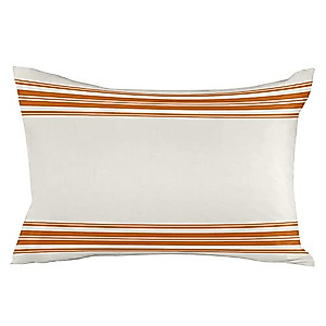 Outdoor Pillow Covers for Patio Furniture 20x12 inch 2PCS, Rectangle Waterproof Garden Cushion Thanksgiving Orange Stripe Fall Throw Pillow Cover Shell for Sofa Couch Bench Seat