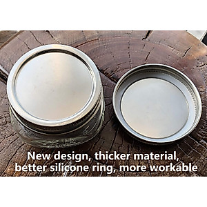 THINKCHANCES Food Grade BPA Free Rust Resistant Heavy Duty Stainless Steel Transformer Ball Mason Jar Lids Canning Caps with Leak Proof Airtight Silicone Seal (Wide Mouth, 6 Pack)