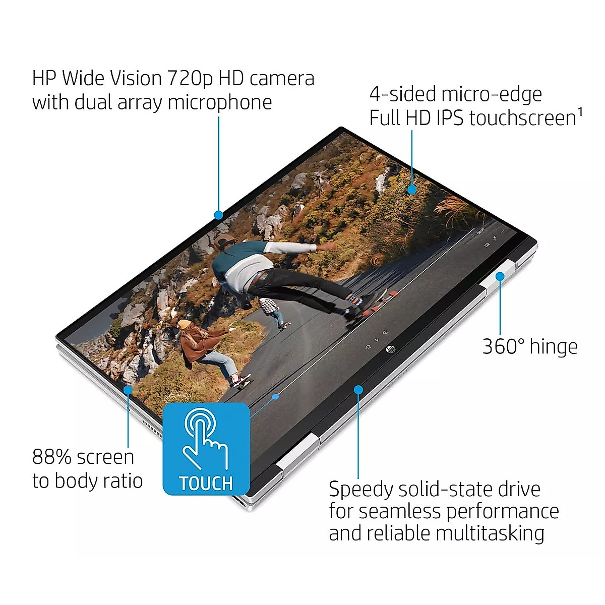 HP - Pavilion x360 15.6 in Full HD Touchscreen 2-in-1 11th Intel Core i5-1135G7 8 GB RAM 512GB SSD Backlit Keyboard - 2 Year Warranty Care Pack - Windows 10 Free Upgrade to Wind 11, 15-15.99 inches