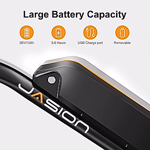 Jasion EB5 Electric Bike for Adults, 350W Electric Mountain Bike, 26'' Electric Commuter Bicycle with 20MPH Removable Battery, Shimano 7 Speed, Front Suspension (Black)