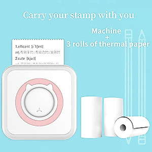 TZH C15 Inkless Mini Pocket Printer, iPhone Mobile Phone Mini Photo Portable Bluetooth Printer, Support iOSAndroid Smart Phone, with 3 Rolls of White Thermal Paper (Pink)