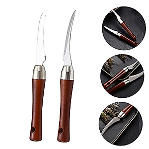 UPKOCH 2pcs Shrimp Peeling Knife Stainless Steel Cleaner Shrimp Deveiner Tool Oyster Knife Shrimp Master Tool Shrimp Line Peelers Shrimp Peeling Tool Shrimp Peeler Log Wooden Handle Suite