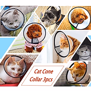 Konnfeir Cat Cone Collar 3PCS Adjustable Protective Collar for Pet Cat,Recovery E-Collar Wound Healing (3PCS)
