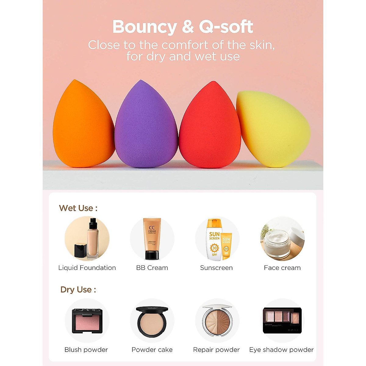 InnoGear Professional Makeup Brushes Set, 16 Piece with 16 Makeup Brushes and Sponges and Brush Cleaner, Black Golden