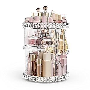 Rosoenvi Rotating Makeup Organizer, 360° Spinning Skincare Organizers, Adjustable Layer Cosmetic Storage Lazy Susan Makeup Organizers for Dresser Bathroom, Medium