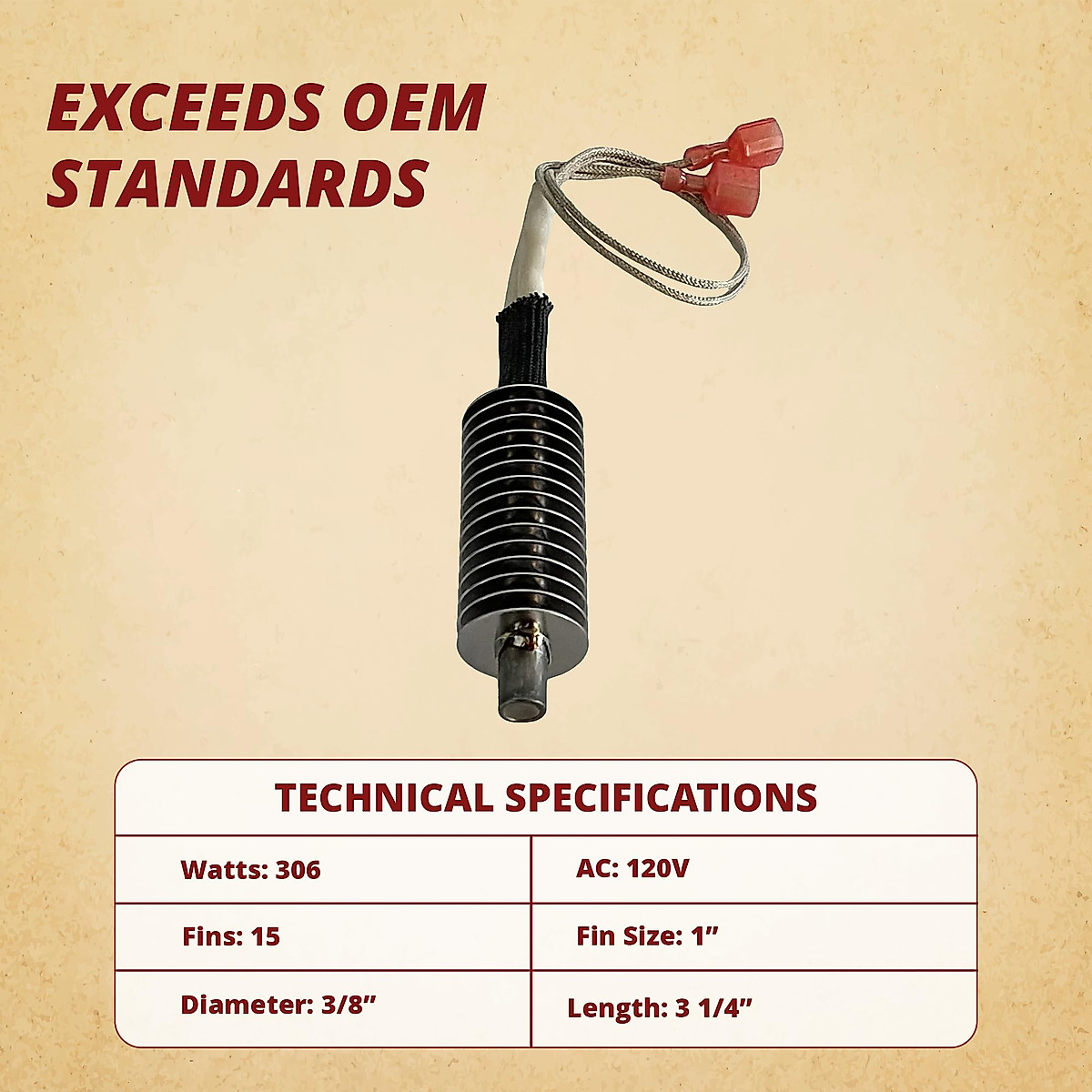 Pellethead Replacement for Harman 15 Fin Igniter 3-20-677200 - MADE IN THE USA