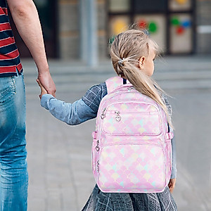 Kids School Backpack Book Bag with Lunch Bag Pencil Case Lightweight for Preschool Kindergarten Elementary,Pink Tie Dye