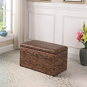 Ore International Inc. HB4794 18" Brown Multicolor Leatherette Marble Pattern Storage Ottoman Hidden Tray + 1 SEAT